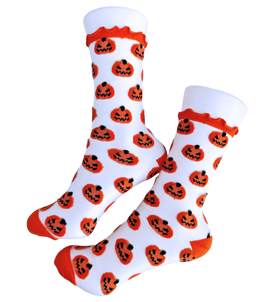 SHEER Jack-O-Lantern Lettuce Edge Socks – Em & Sprout