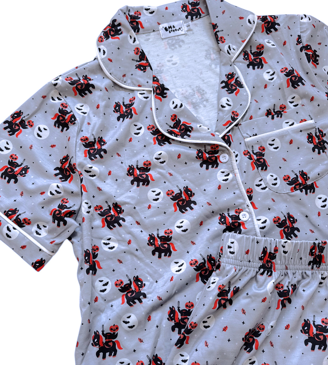 Headless Horseman Button Down Pajamas Shorts and Top Set – Em & Sprout