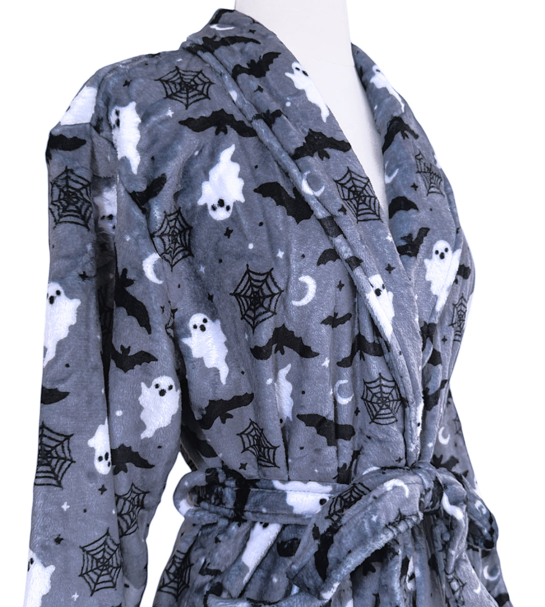 Spooky Night Gray Fluffy Robe - Sizes S to 3X – Em & Sprout